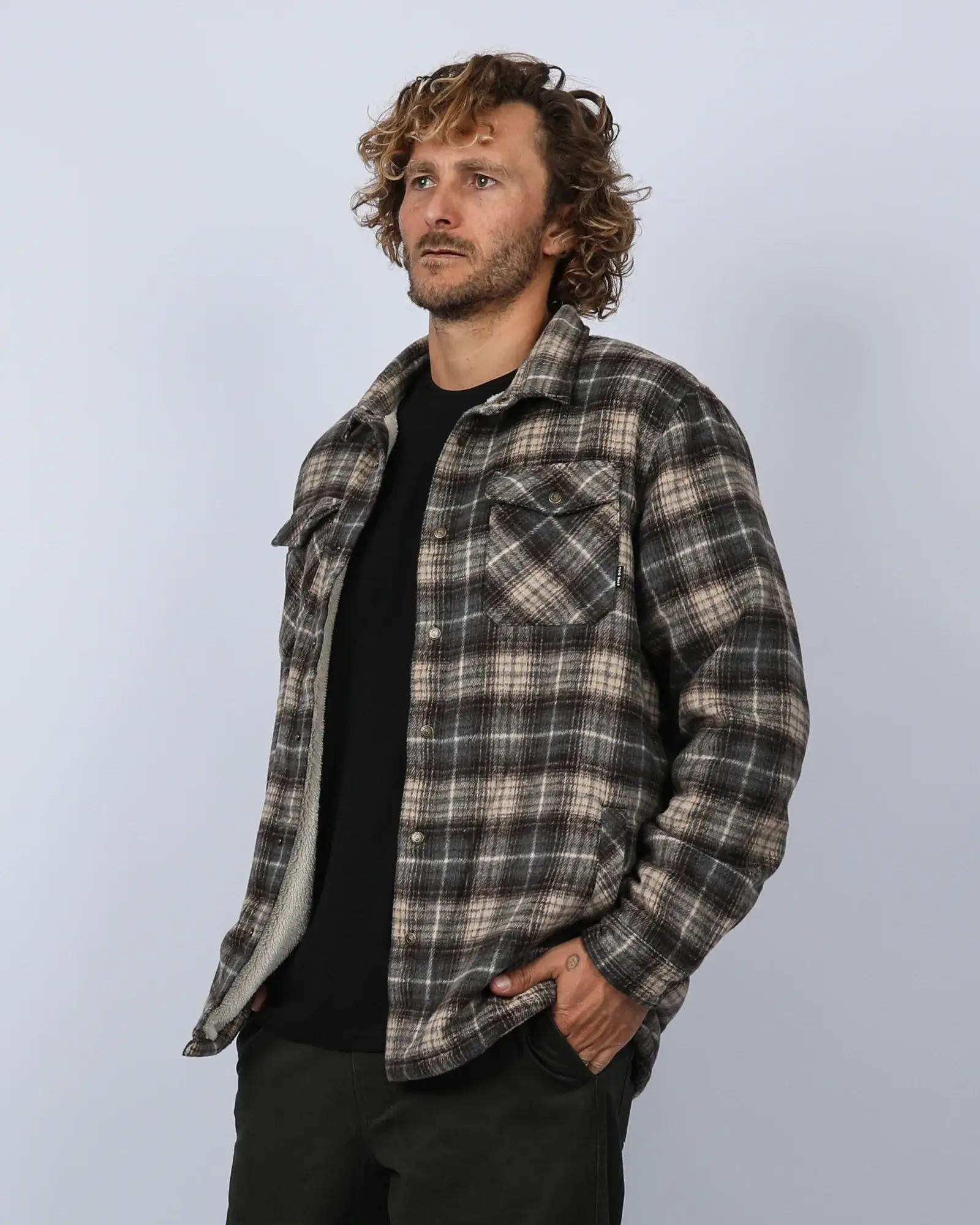 Buy the Town & Country Canyon Sherpa Flannel Light Char Online Now ...