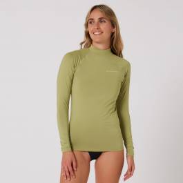 Buy the Ocean and Earth Ladies Waves Long Sleeve Rash Vest Olive Online ...